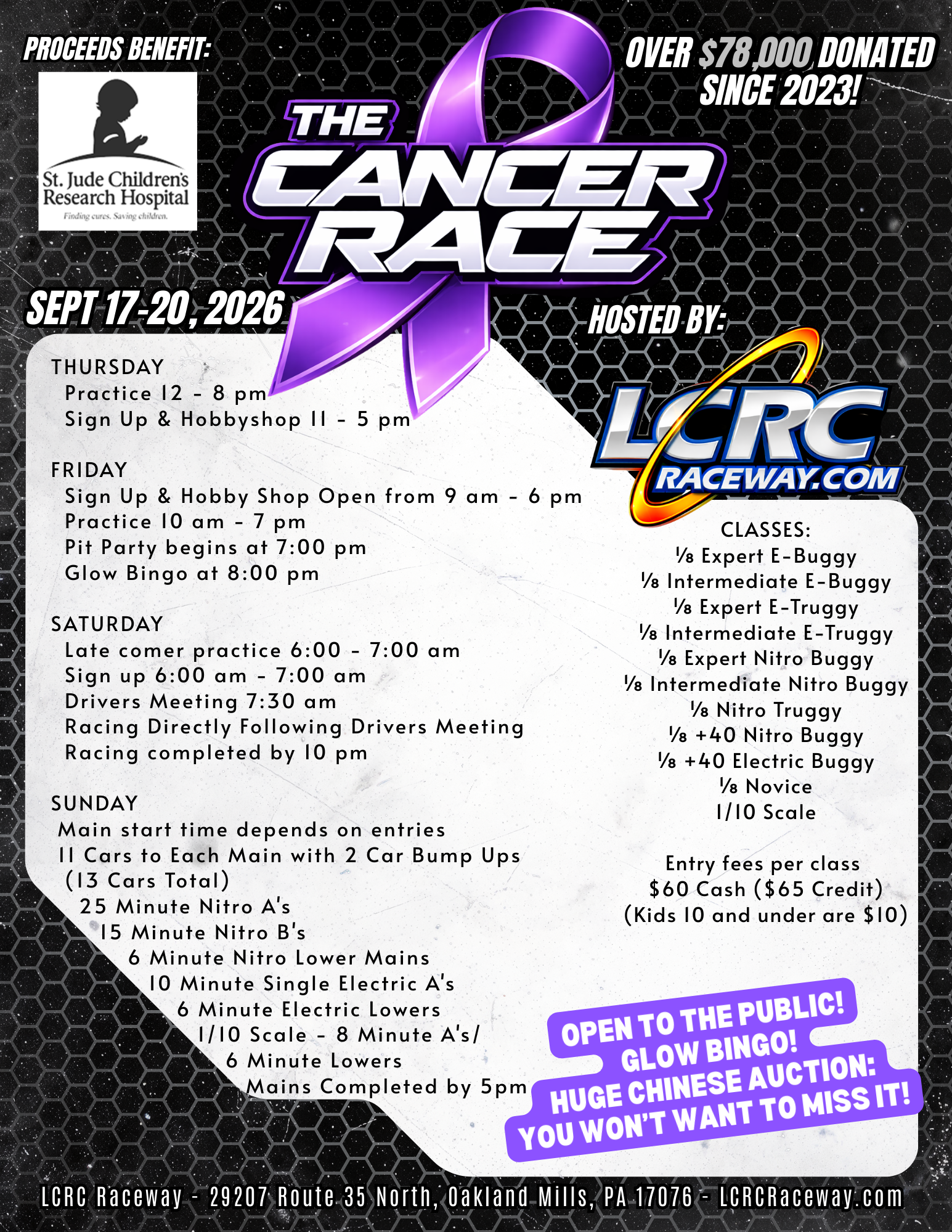 The Cancer Race - September 17th - 20th, 2026 – LCRC Raceway