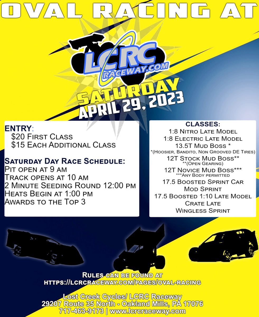 Oval Season Opener: Saturday, April 29th, 2023 – LCRC Raceway