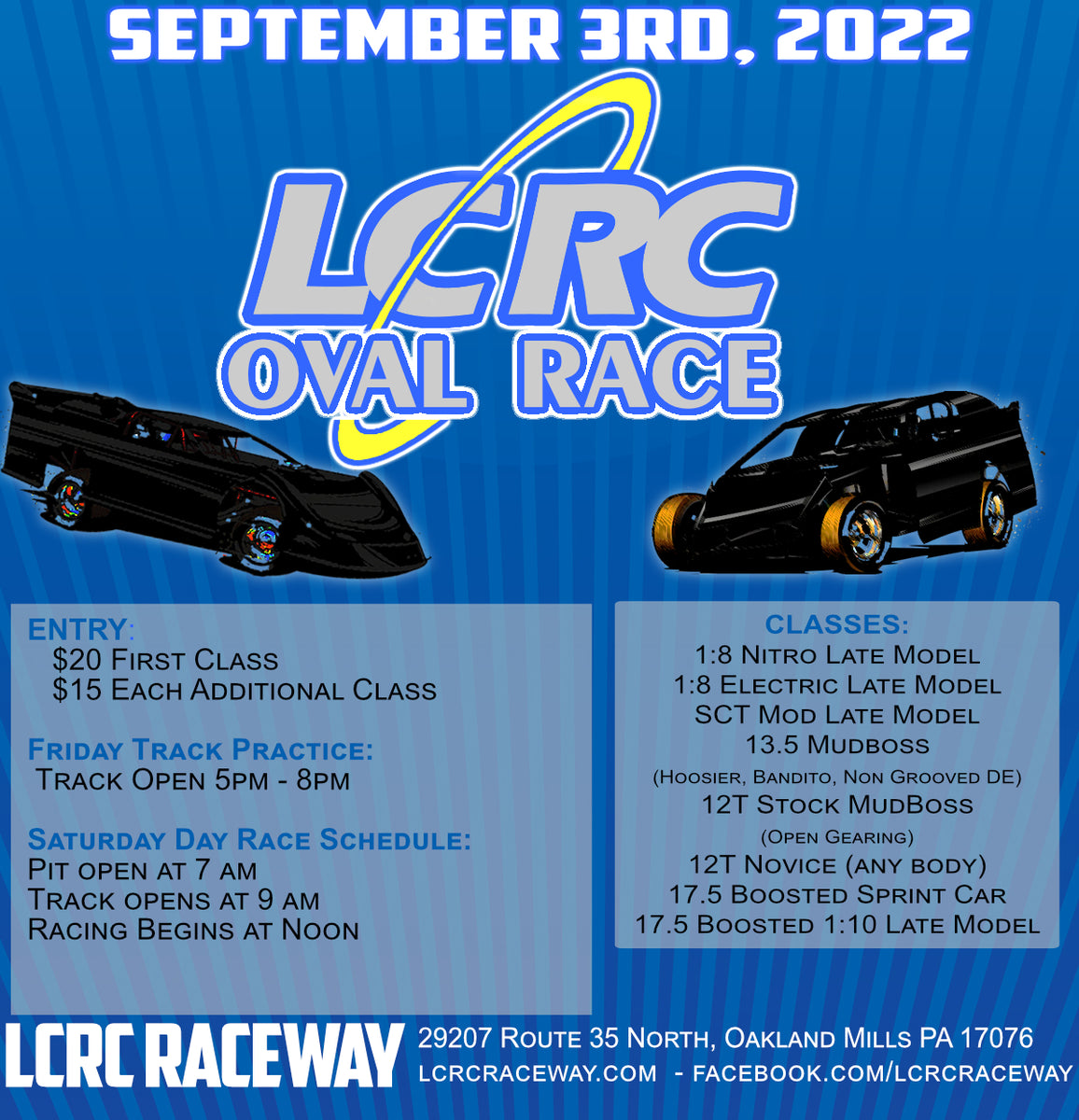 LCRC Oval Race: September 3rd – LCRC Raceway