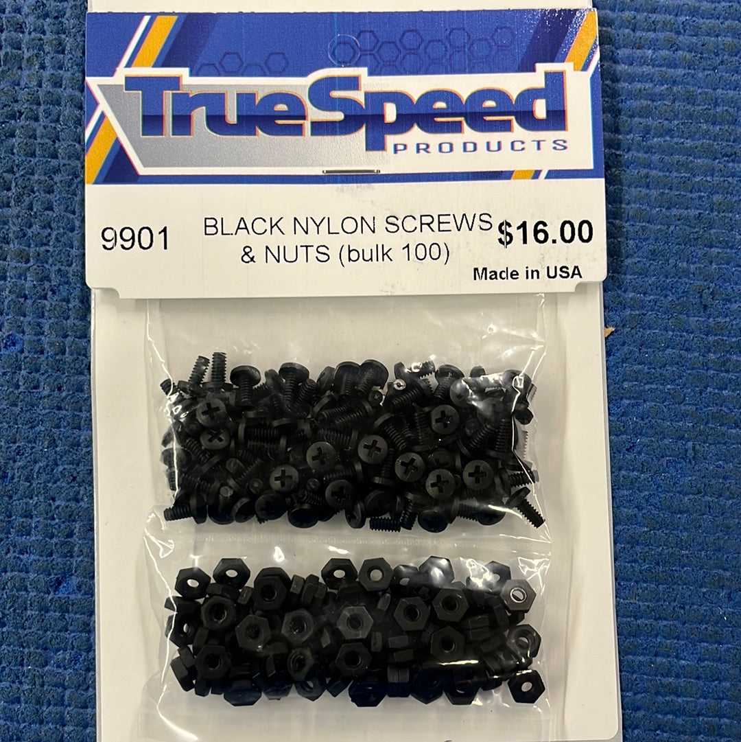 Custom Works 9901 Black Nylon Screws and Nuts (100pc) – LCRC Raceway