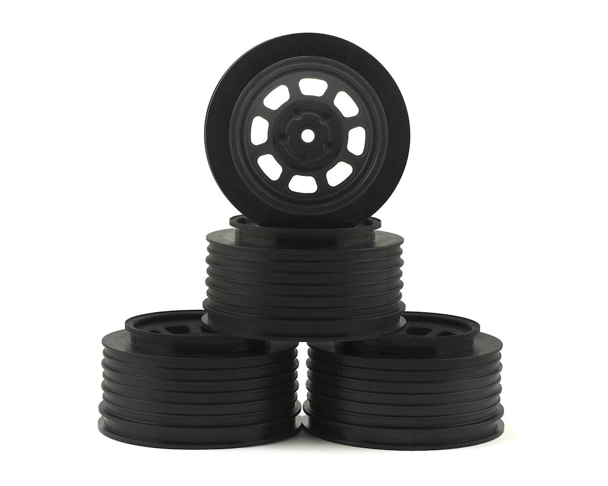 DE Racing DER-DS4-AB Speedway SC Dirt Oval Wheels (Black) (4) (+3mm Of ...
