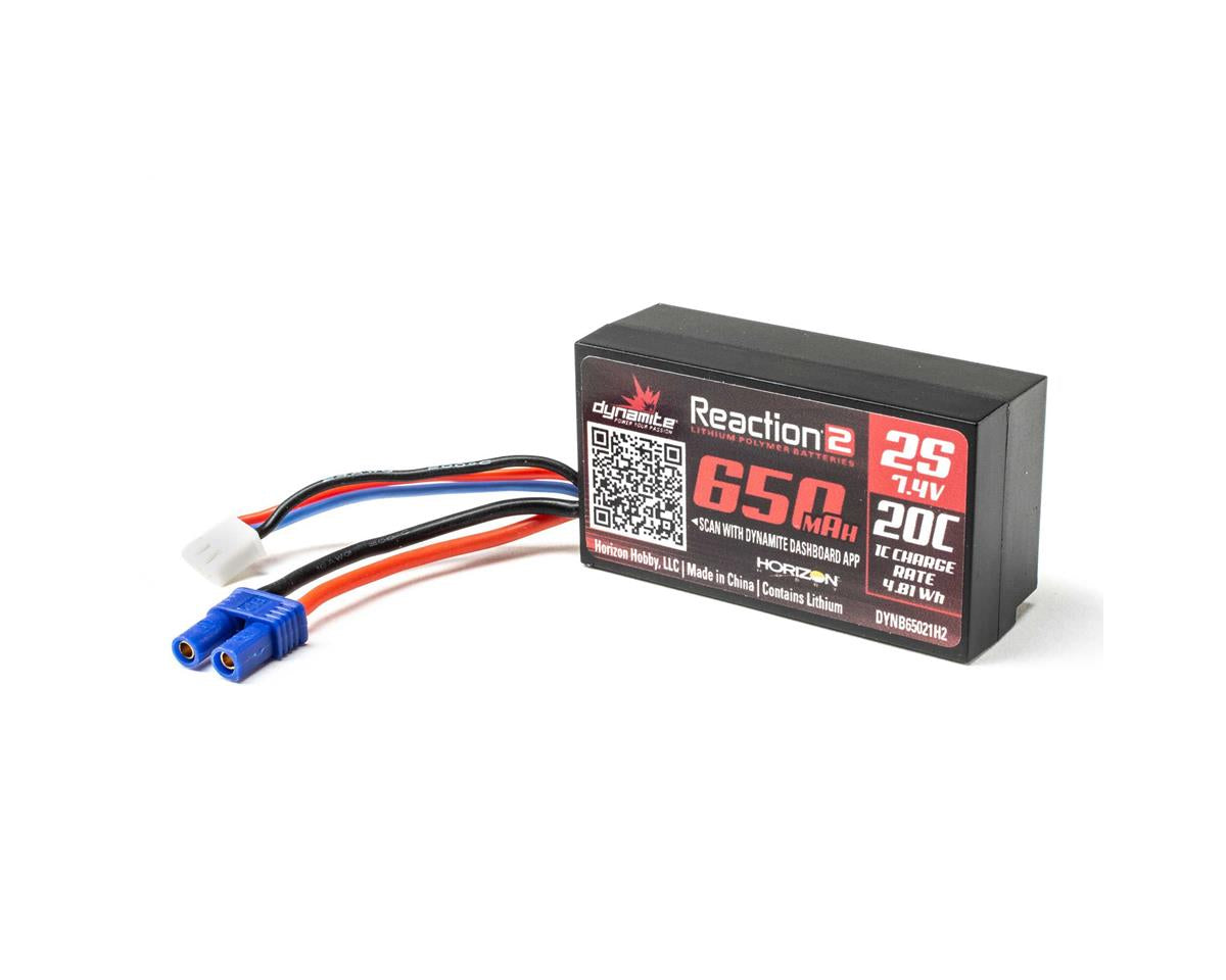 Dynamite Reaction 2S 20C Hard Case LiPo Battery w/EC2 Connector (7.4V ...